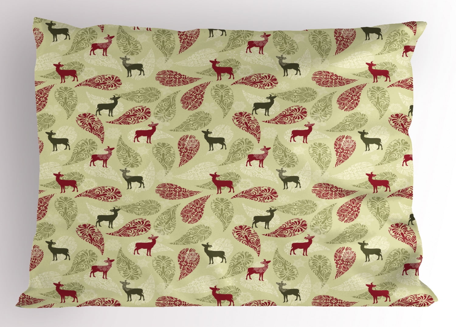 Deer Pillow Sham Ethnic Paisley Deer Ornate Tribal Swirled Abstract ...