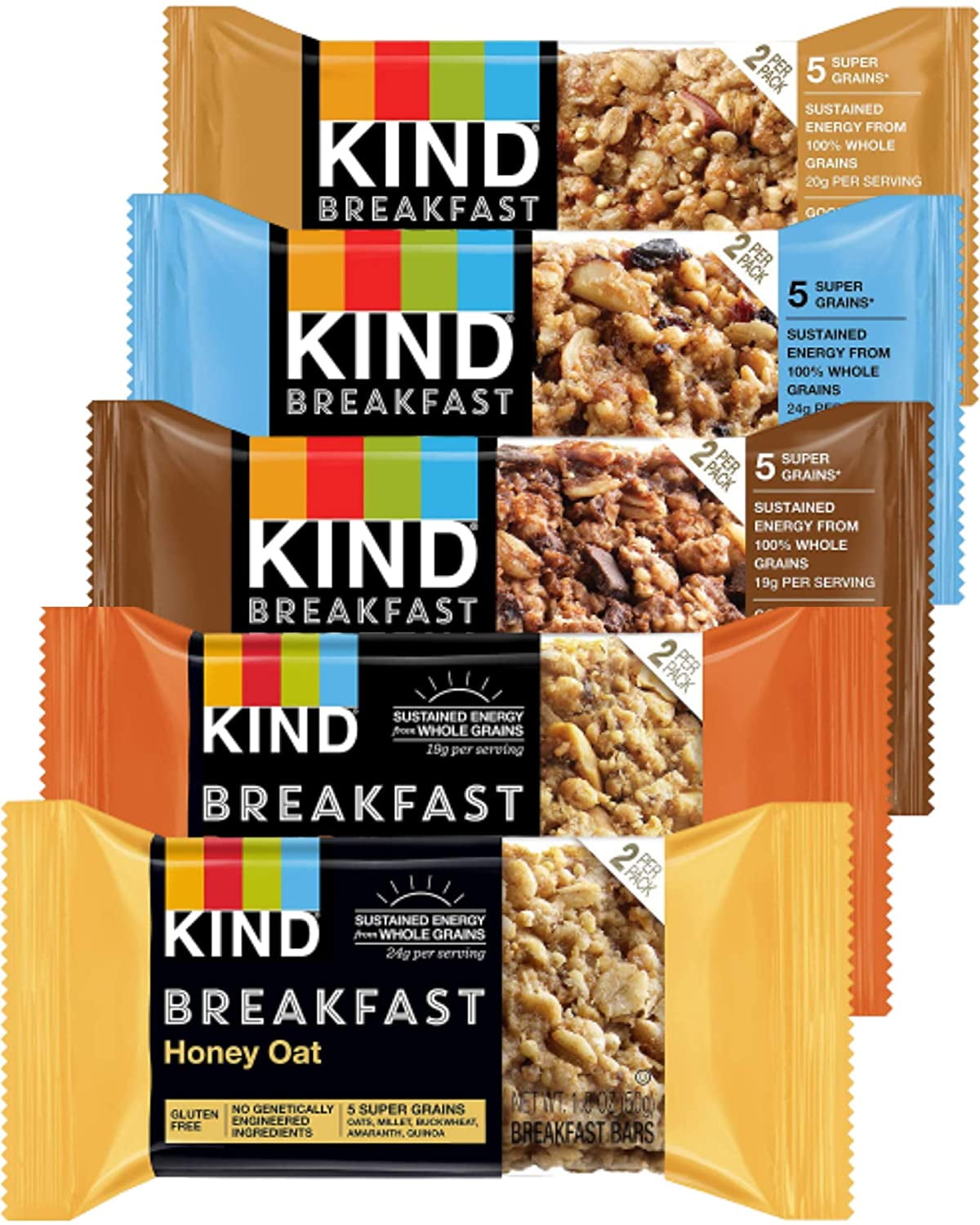 Kind Breakfast Bars Variety 6 Flavors, Dark Chocolate, Blueberry Almond ...
