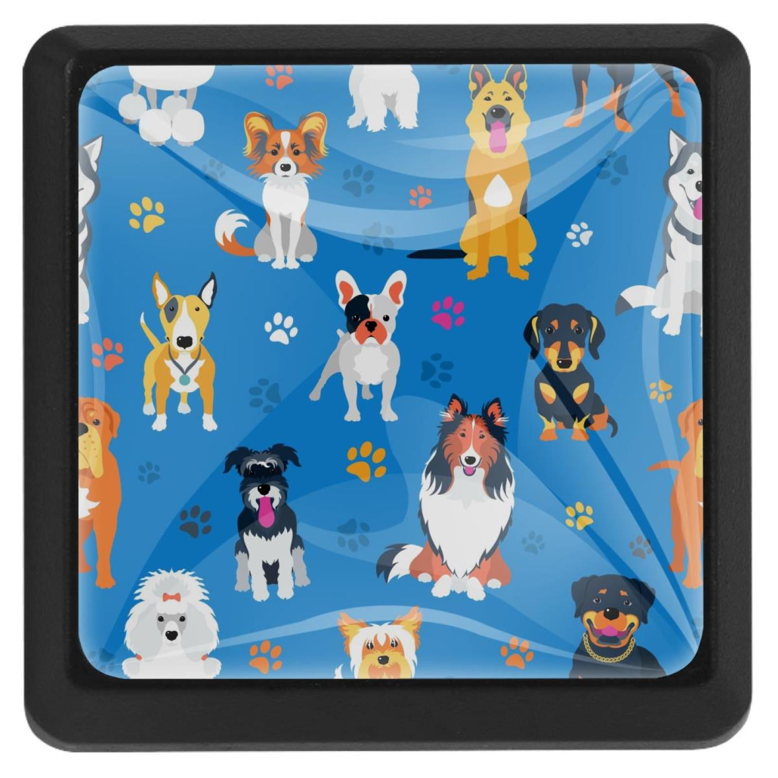 3 Pack Dogs Flat Square Cabinet Door Knobs Decor for Cupboard Dressing ...