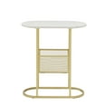 Manor Park Modern Magazine Rack Oval End Table, Faux White Marble/Gold ...