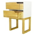 16" X 12" X 26" White & Natural Solid Wood Two Drawer Side Table ...