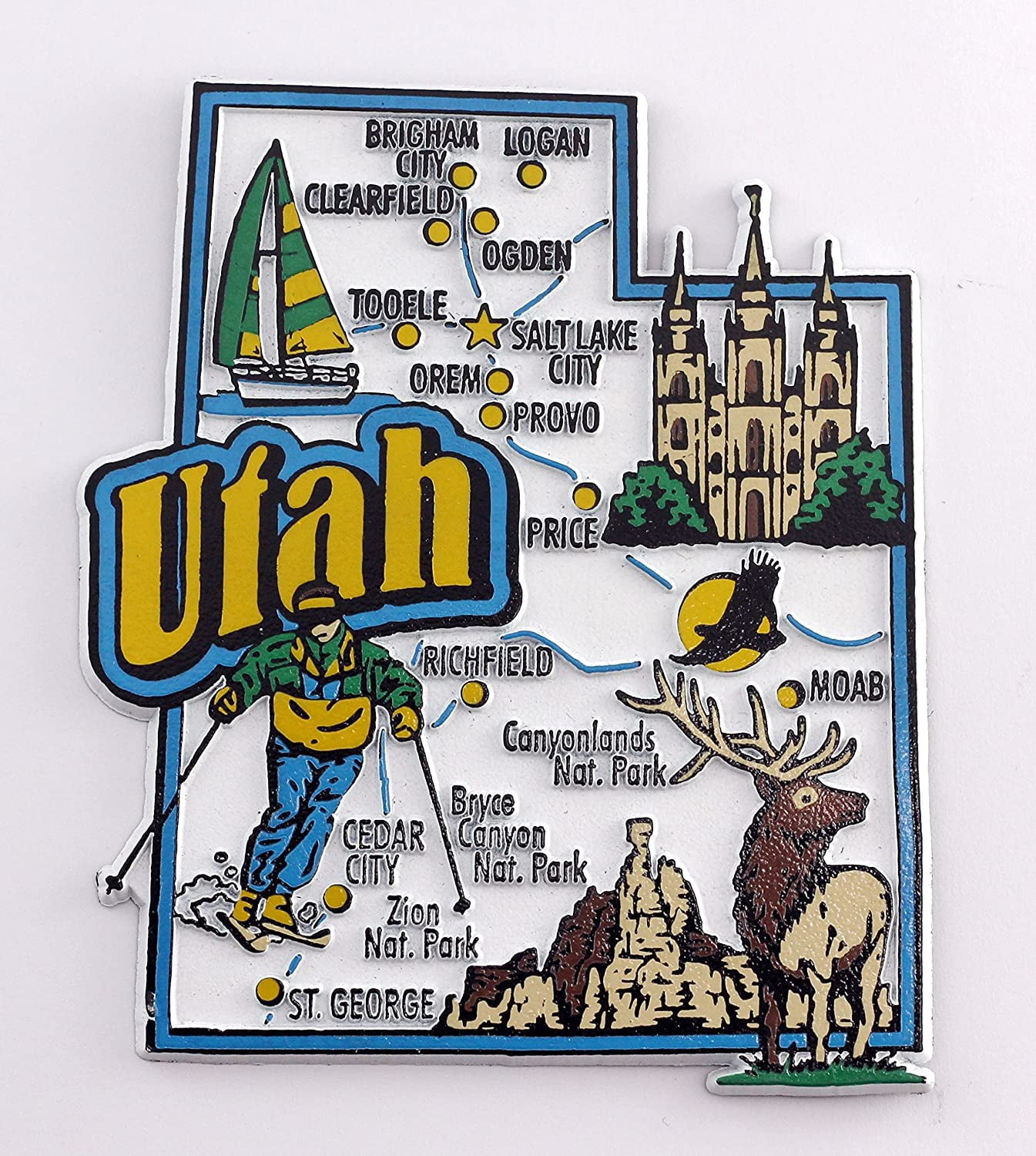 Utah State Map and Landmarks Collage Fridge Souvenir Collectible Magnet ...