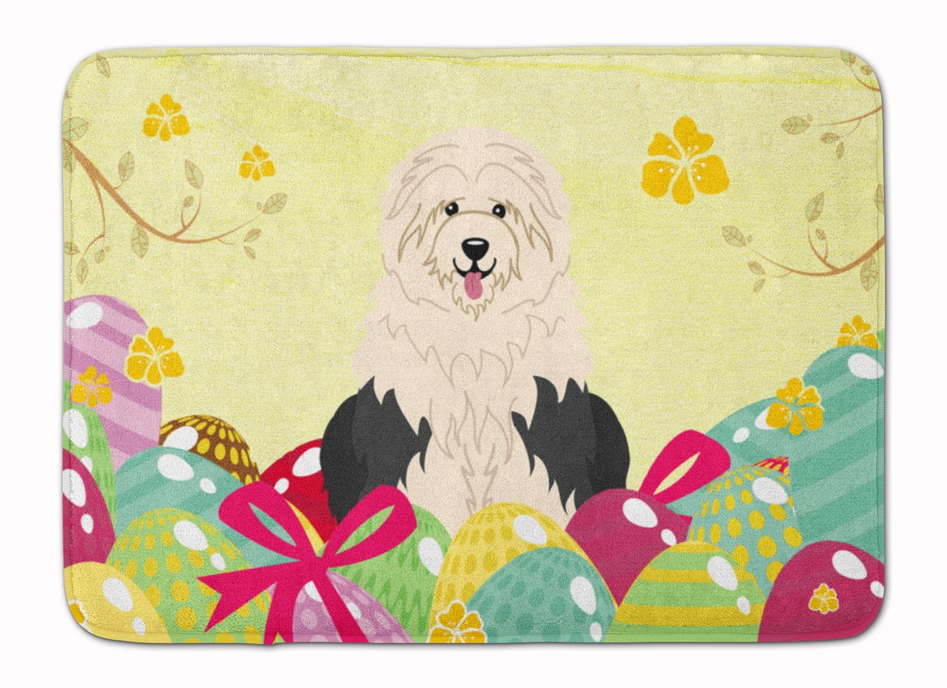 Easter Eggs Old English Sheepdog Machine Washable Memory Foam Mat ...