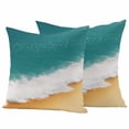 Abstract Beach Waves Outdoor Throw Pillow Covers Set of 2, Blue Yellow ...