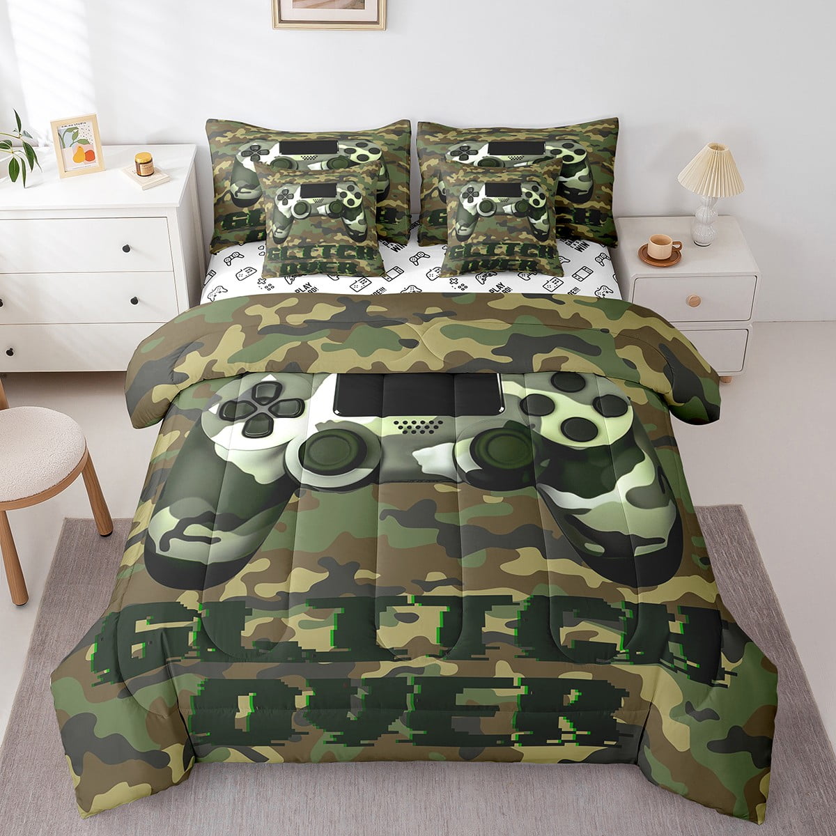 Click here for Yst Camo Gaming 7 Piece Comforter Set Full Bed In... prices
