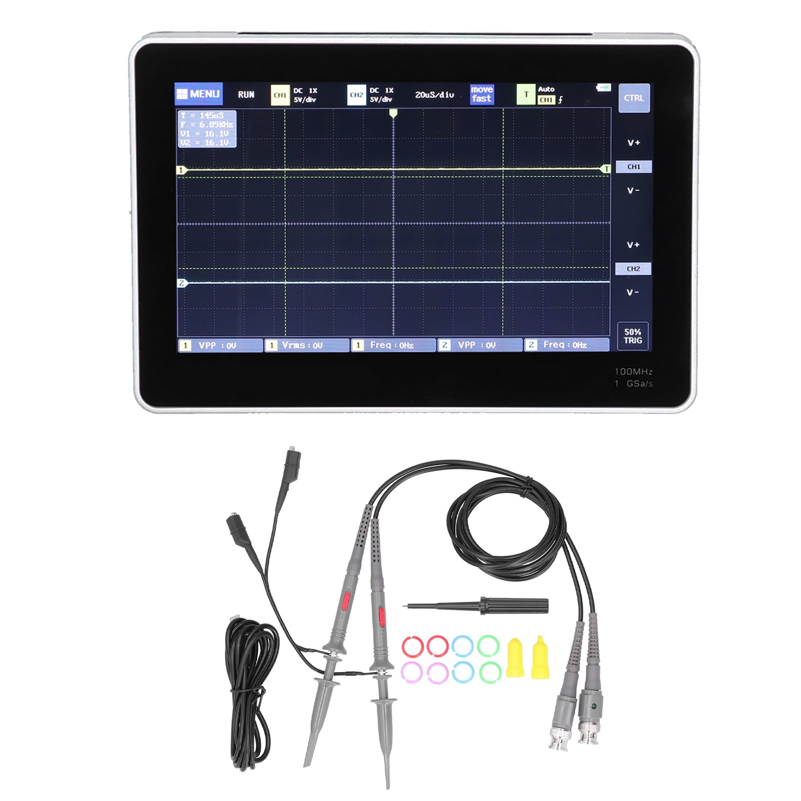 Digital Oscilloscopes 2 Channel USB Touchscreen Oscilloscope for Remote ...