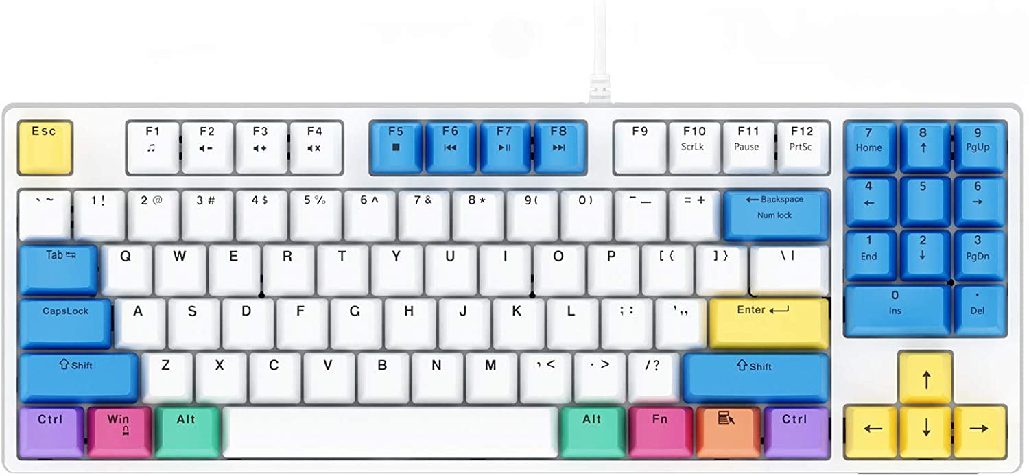 Mechanical Keyboard Wired 87-key Gaming Keyboard Green Axis Keyboard ...