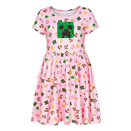 Minecraft Girl's Dress with Creeper Sequins for Little and Big Girls 4 ...