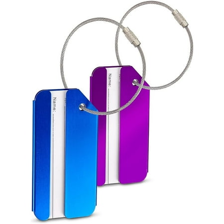 CHIKEN 2 Luggage Tags In Blue And Lila Made Of Sturdy Metal I Suitcase ...