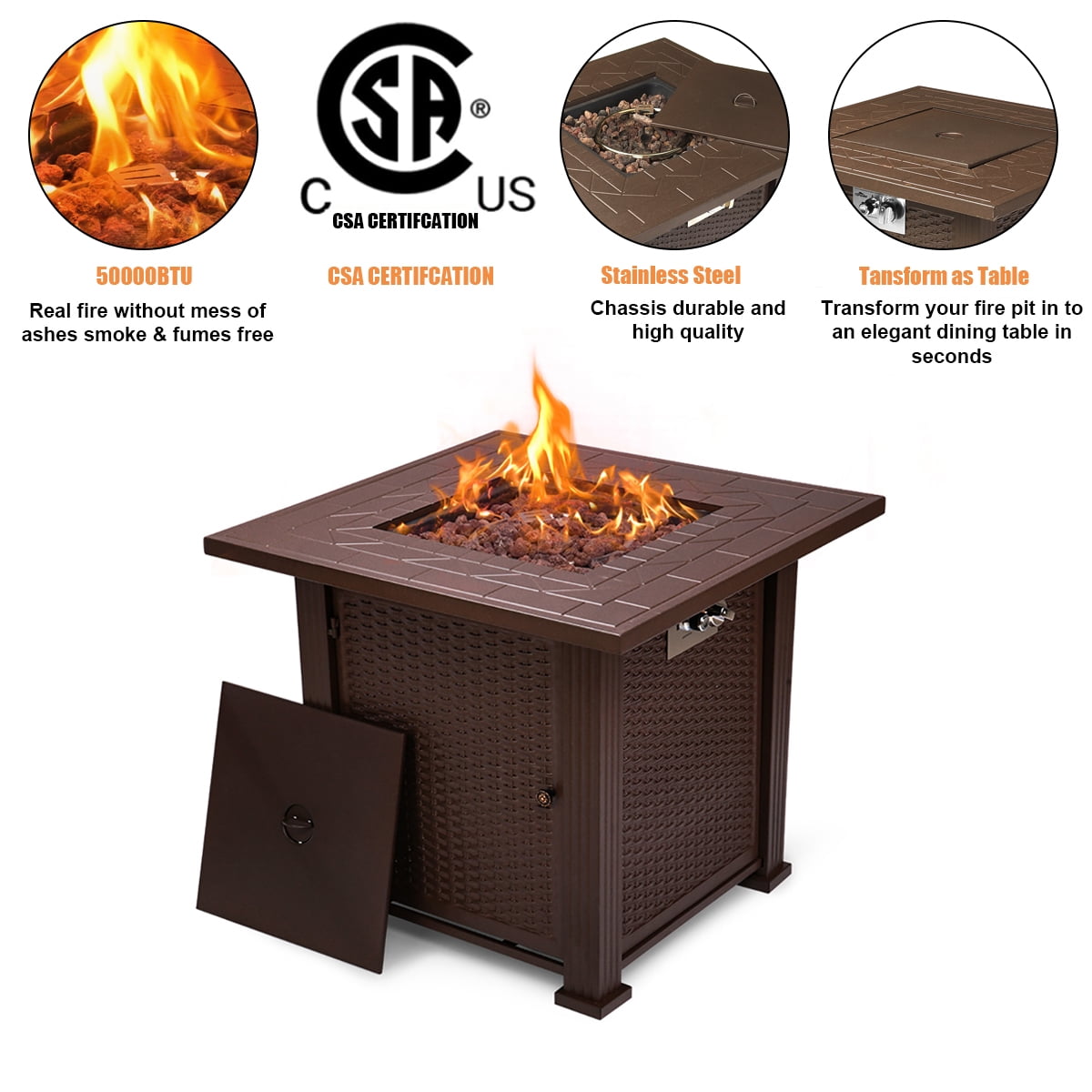 Buy SinglyFire 28 inch Propane Fire Pit Table for Outside Gas Fire Pits ...