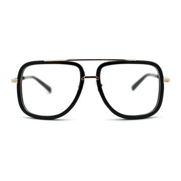 Oversize Modern Chunky Square Eyeglasses Flat Clear Lens 60mm (Black ...