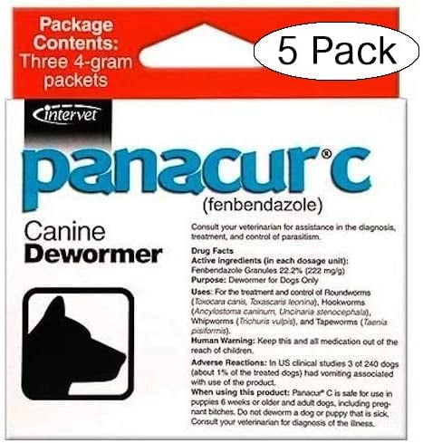Panacur C Canine Dewormer Dogs 4 Gram Each Packet Treats 40 lbs (3 ...
