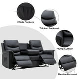 3-Seater Reclining Sofa, PU Leather, Flipped Middle Backrest, Cup ...