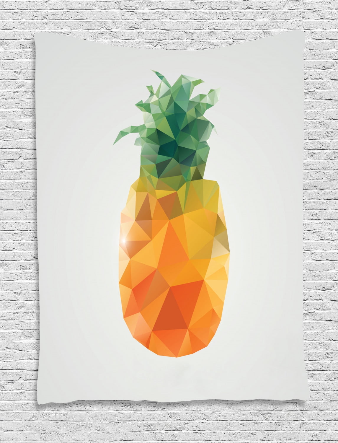 Green and Orange Tapestry, Geometric Polygonal Fruit Angular Triangles ...