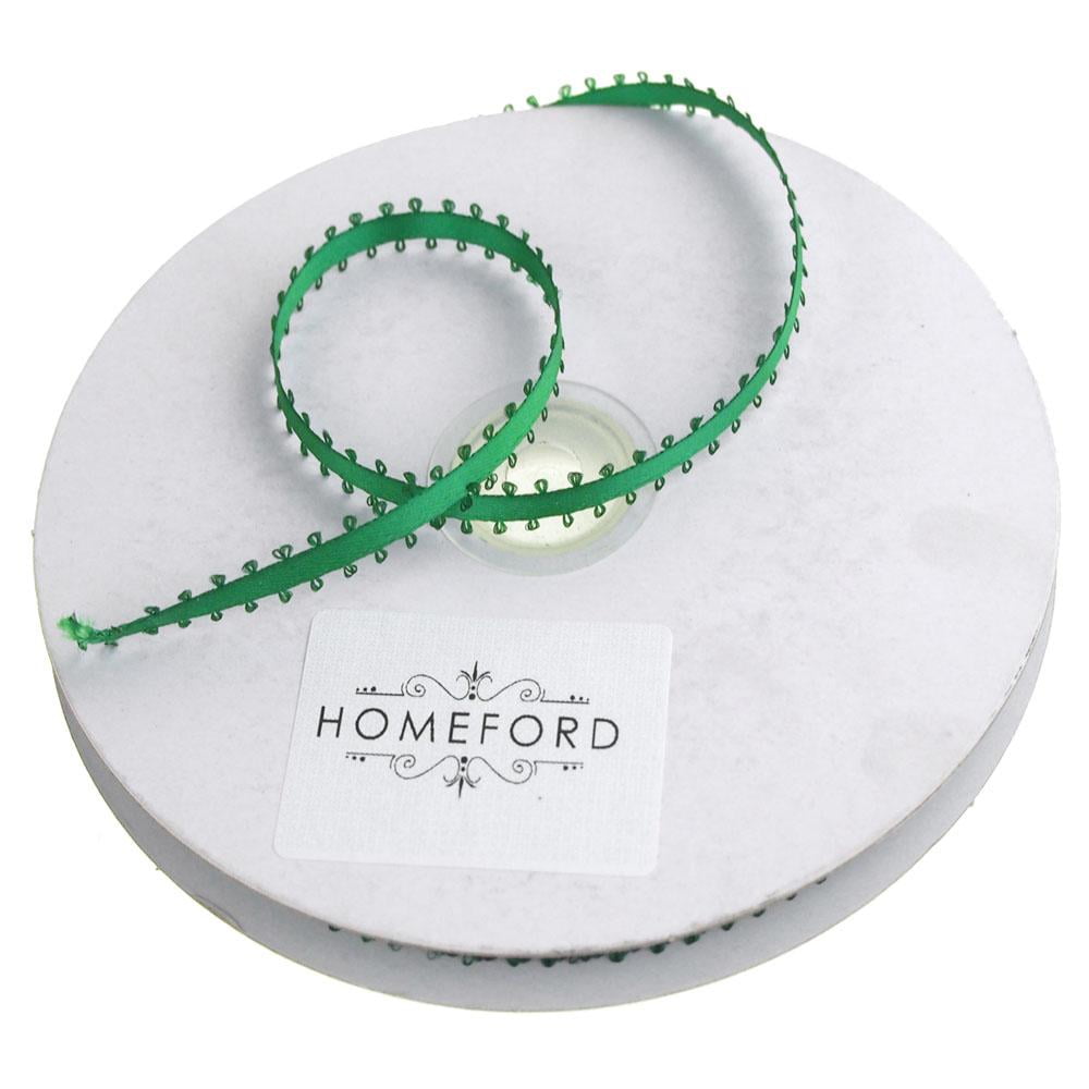 Picot-edge Double Face Satin Ribbon, 3/16-Inch, 50 Yards, Emerald Green ...