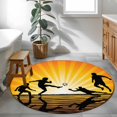 4ft Round Rug Orange Yellow Soccer Area Rugs for Living Room Bedroom ...