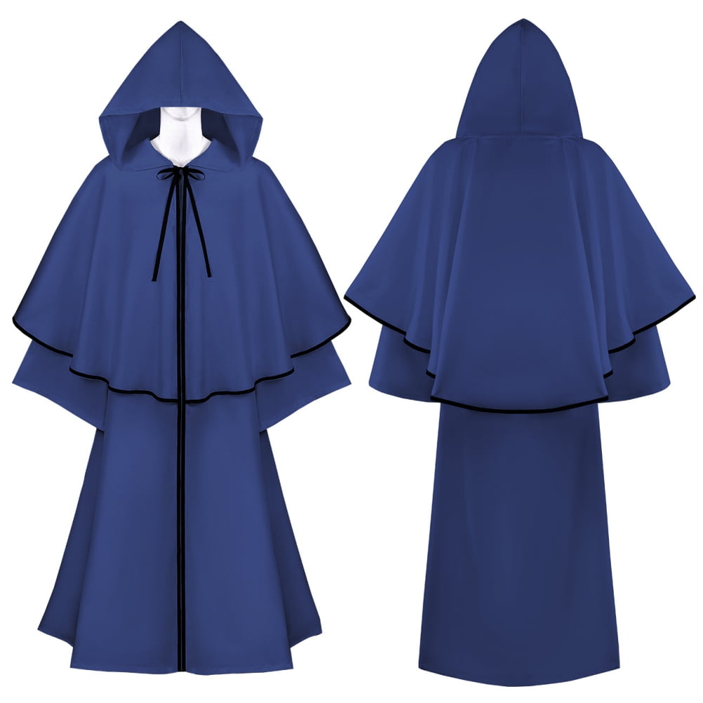 Men Women Medieval Cloak Halloween Hooded Robe Monk Robe Cape Sleeve ...