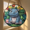 Animal Theme Hippo Glass Suncatcher Window Hanging, Stained Glass Style ...