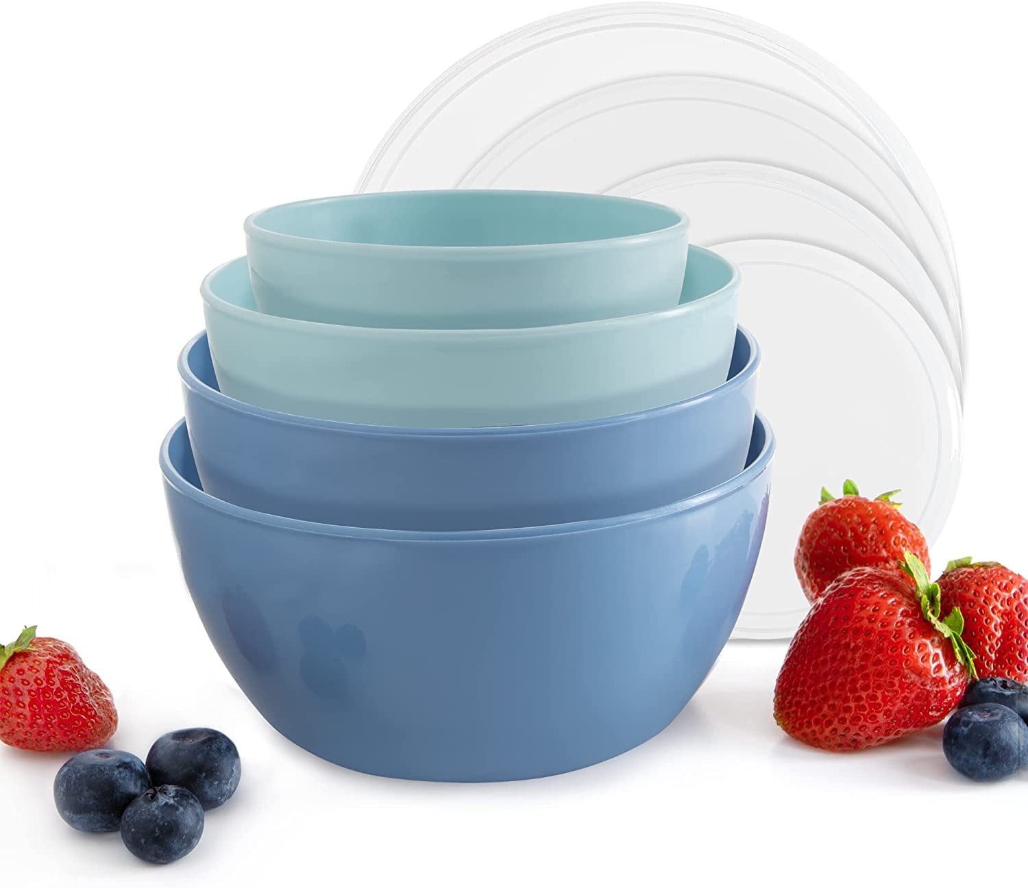 Cook with Color Nesting Prep Bowls with Lids, 8 Piece Plastic Bowls Set ...