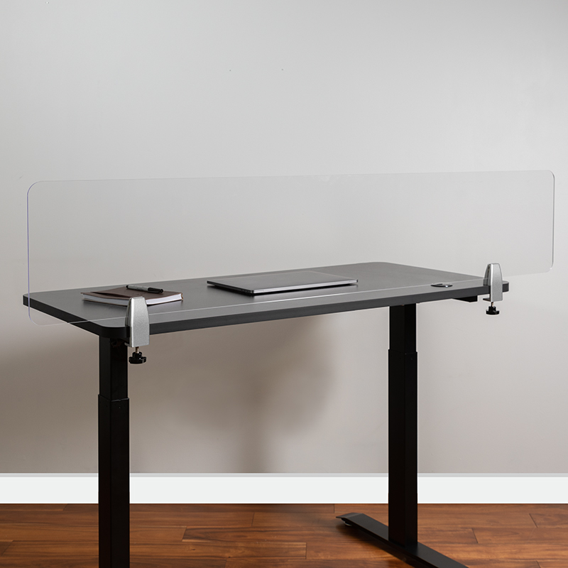 Emma + Oliver Clear Acrylic Desk Partition, 12"H x 60"L (Installation ...