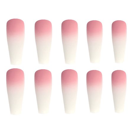 Awesitey 1 Set French Tip Press on Nails Extension Frosted Extra Long ...