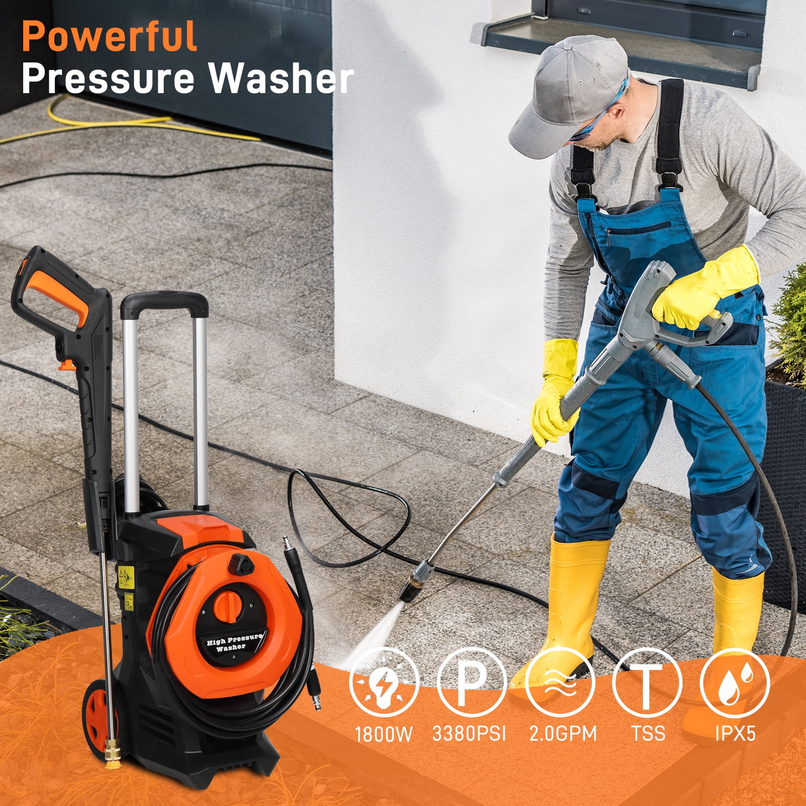 Zimtown Electric Pressure Washer Car Wash Machine, 3380 Max PSI 2GPM ...