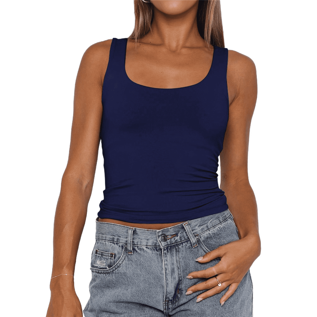 Click here for Unbranded Womens Sleeveless Square Neck Tank Top D... prices