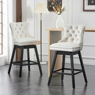 Set of 2 White Hand Crafted Counter Stools 25.75" - Walmart.com