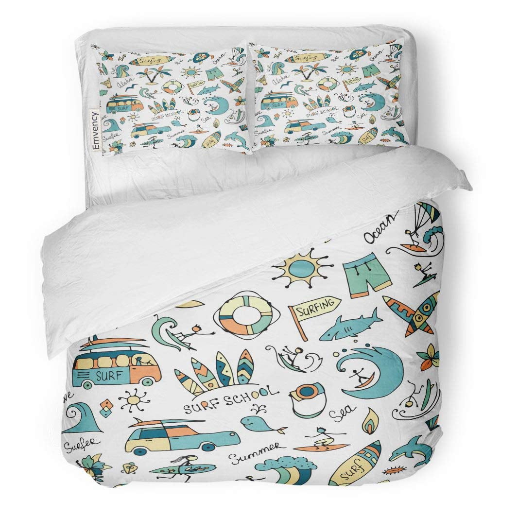 Click here for Poglip 3 Piece Bedding Set Surf Surfing Sketch Haw... prices