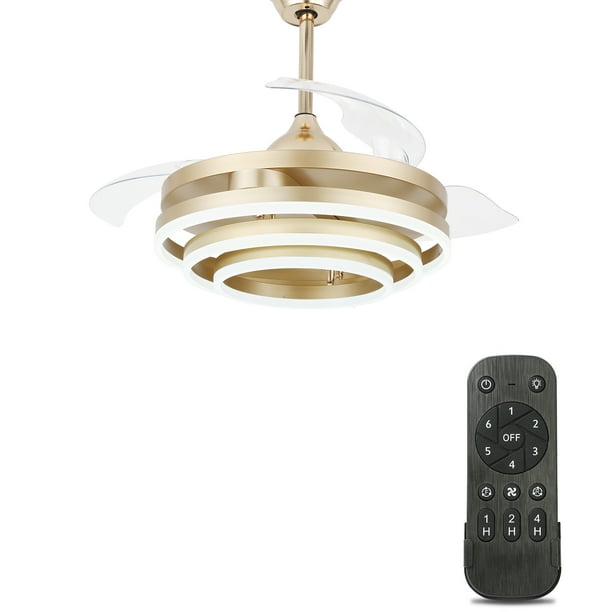 Dawn Whisper 42-Inch Retractable Ceiling Fan with 6-Speed, LED Light ...