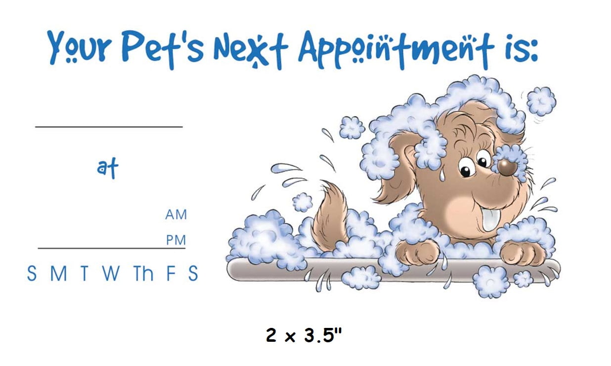 Pet Appointment Cards Vet Grooming Client Reminder Cards 2 x 3.5" 100 ...