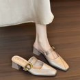 2026 Summer New Women's Champagne Square Toe Mary Jane Mules, Open Back ...