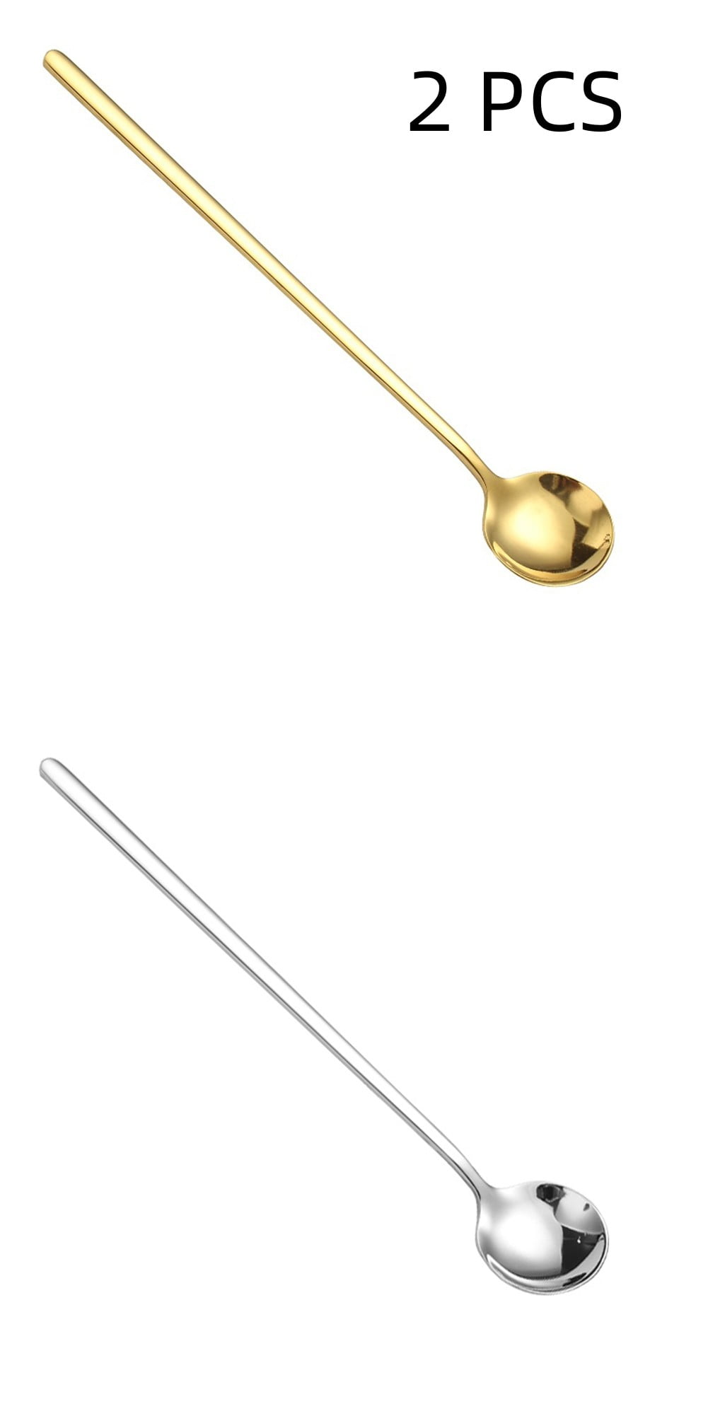 Stainless Steel Round Spoon Iced Teaspoon Milks Tea Mixing Cocktail ...