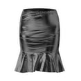 Aya Womens Glossy Short Skirt With Ruffled Edges And Buttocks Half Length Skirt