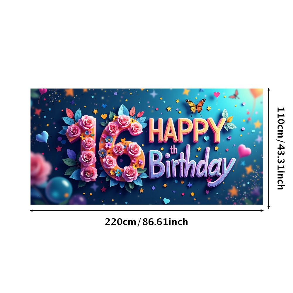 Click here for Yezdix Floral Themed 16th Birthday Backdrop Banner... prices