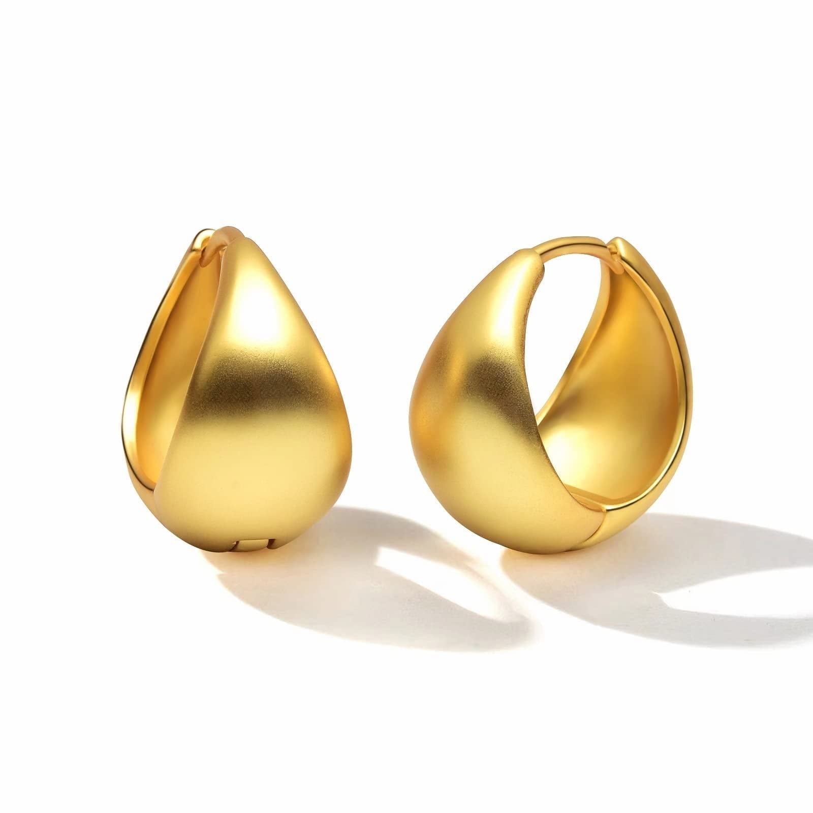 Click here for Huge Swan Chunky Gold Hoop Earrings 18k Gold Plate... prices