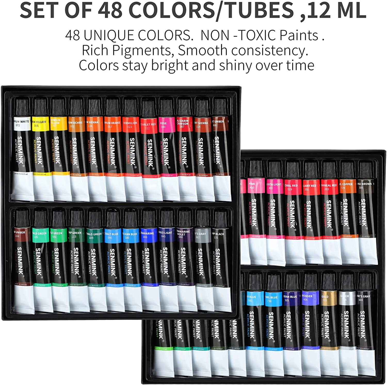 Buy 69 Pcs Artists Painting Set with Wood Box Easel，48×12ML Acrylic ...