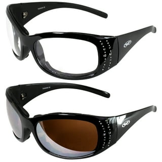 VCAN Polarized Motorcycle Riding Glasses Black Frame with 4 Lens Kit ...