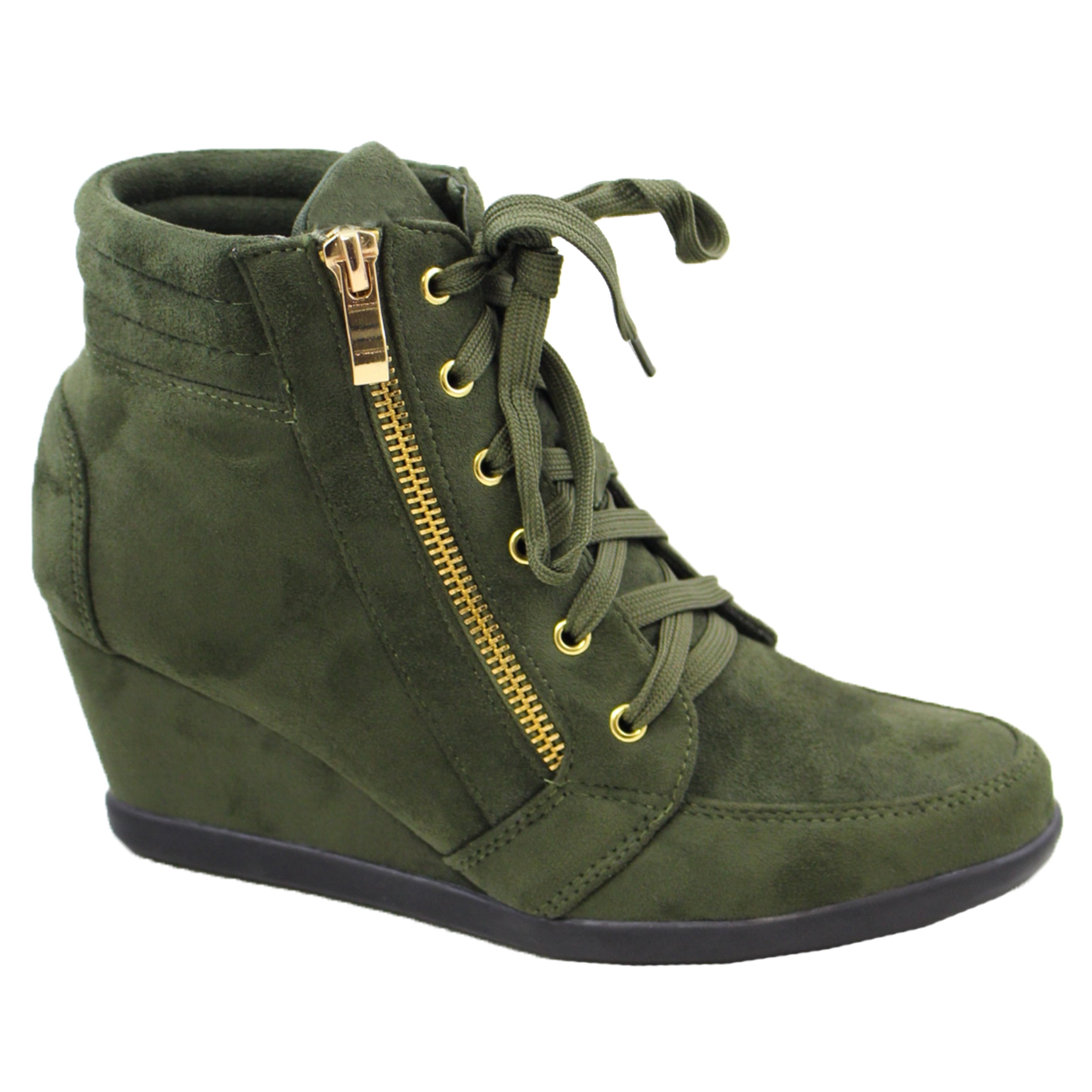 SNJ Women High Top Wedge Heel Sneakers Platform Lace Up Shoes Ankle ...