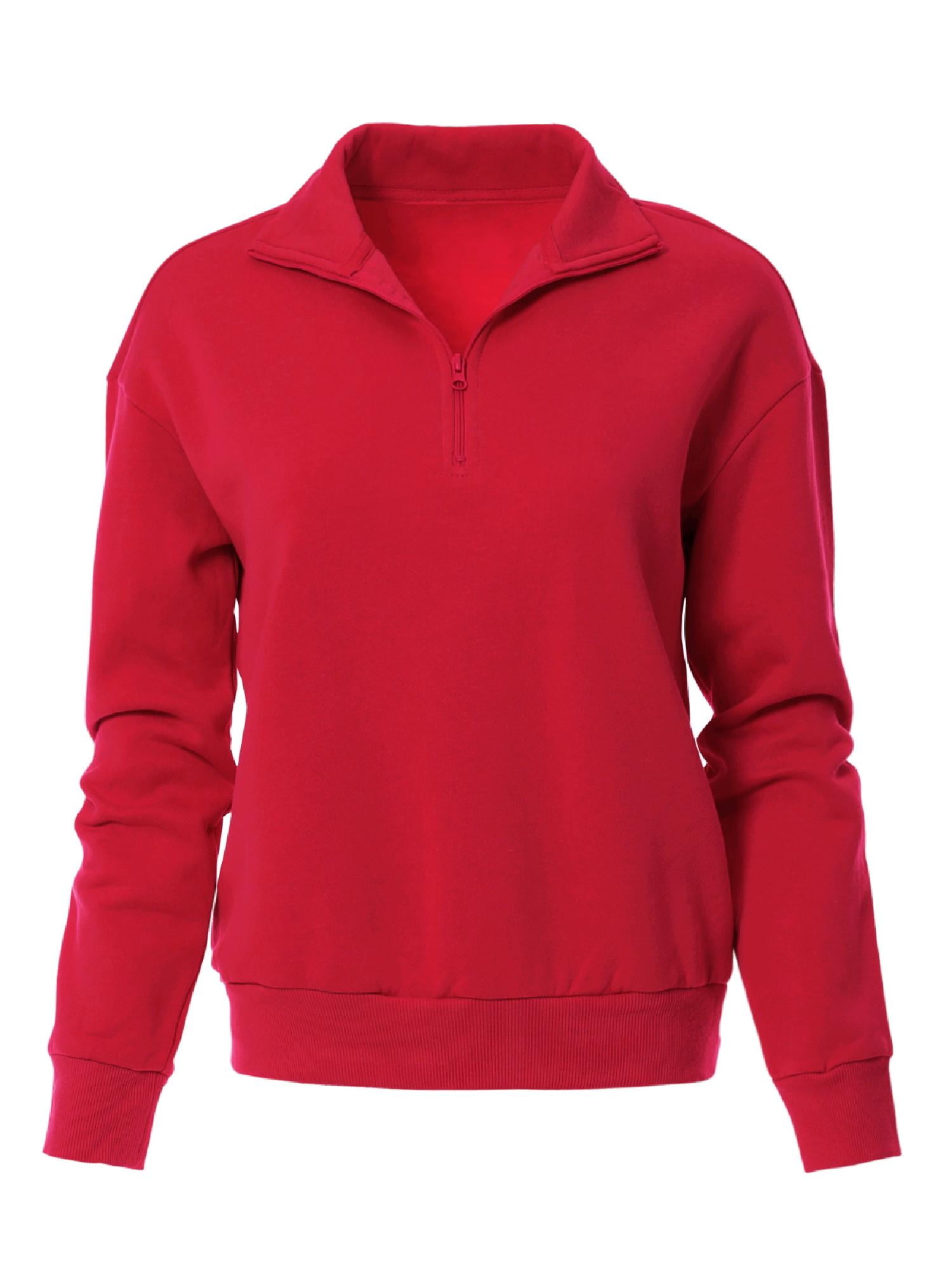 MixMatchy Women's Solid Cozy Half Zip-Up Pullover Sweater Top - Walmart.com