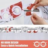 Ikfashoni Hookless Shower Curtain with Snap in Liner, Red Floral ...