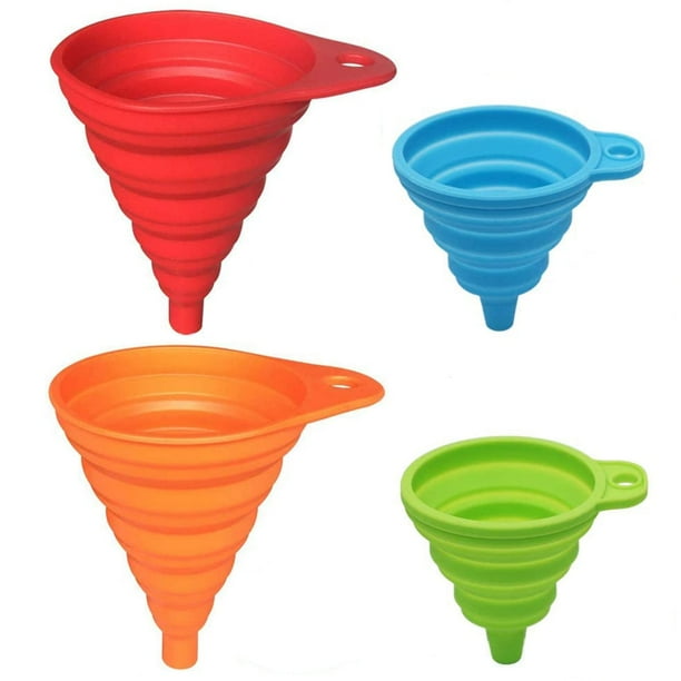 Silicone Collapsible Funnel Set of 4, Small and Large, Kitchen Gadgets Accessories Foldable ...