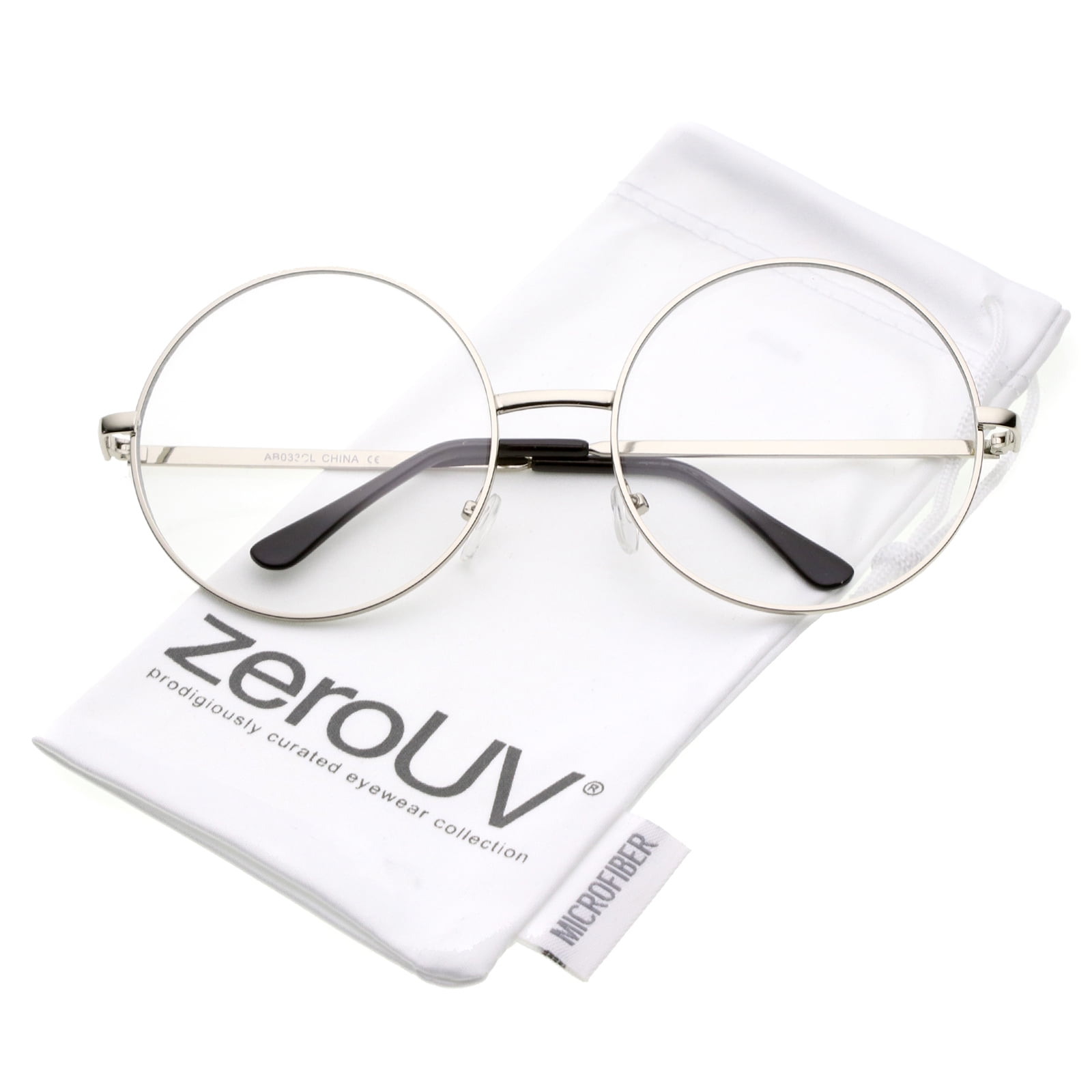 zeroUV Unisex Oversize Metal Frame Slim Temple Clear Lens Round ...