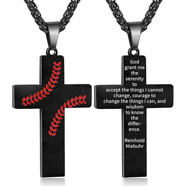 Baseball Cross Necklace for Men Boys Stainless Steel Cross Pendant ...