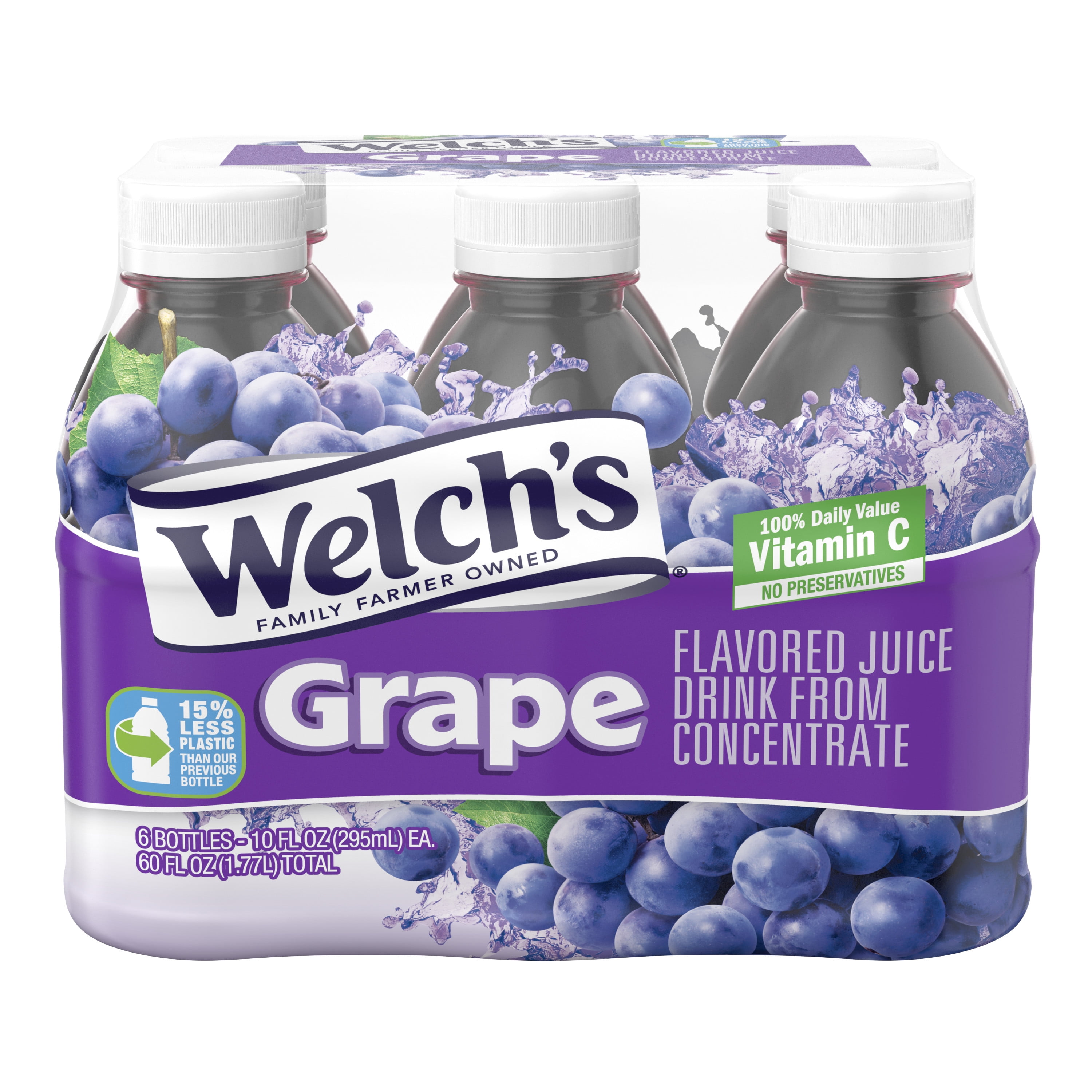Welch's Grape Juice Drink, 10 fl oz On-the-Go Bottle (Pack of 6 ...