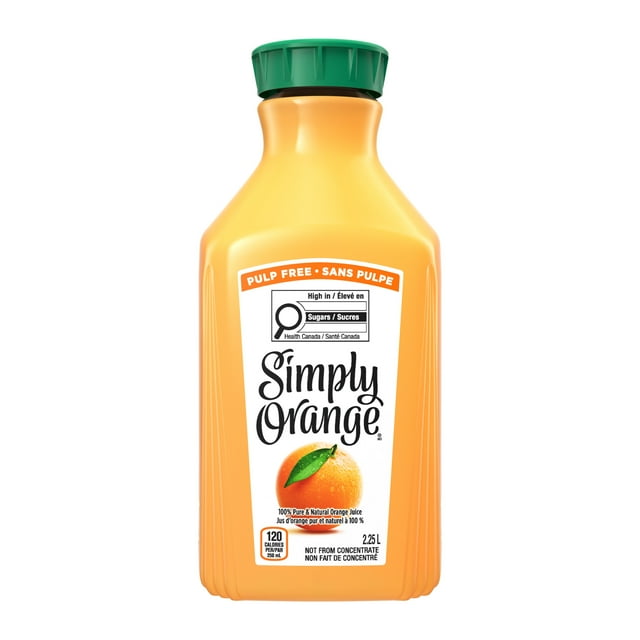 Simply Orange Pulp Free Juice 100 Bottle, 2.25 Liters, Simply Orange ...