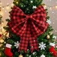 30Cm Red Plaid Bow Ornament, Christmas Tree Topper, Gift Box Decoration ...