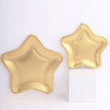 Efavormart 25 Pack Matte Gold Star Shaped Paper Dinner Plates, 7" Eco ...