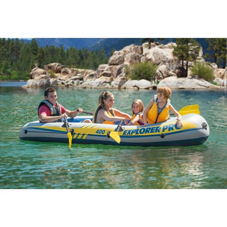 Intex Inflatable Explorer Pro 400 Four-Person Boat with Oars and Pump ...
