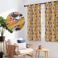 Boston Terrier and Floral Orange Pattern Blackout Curtains,Triple ...